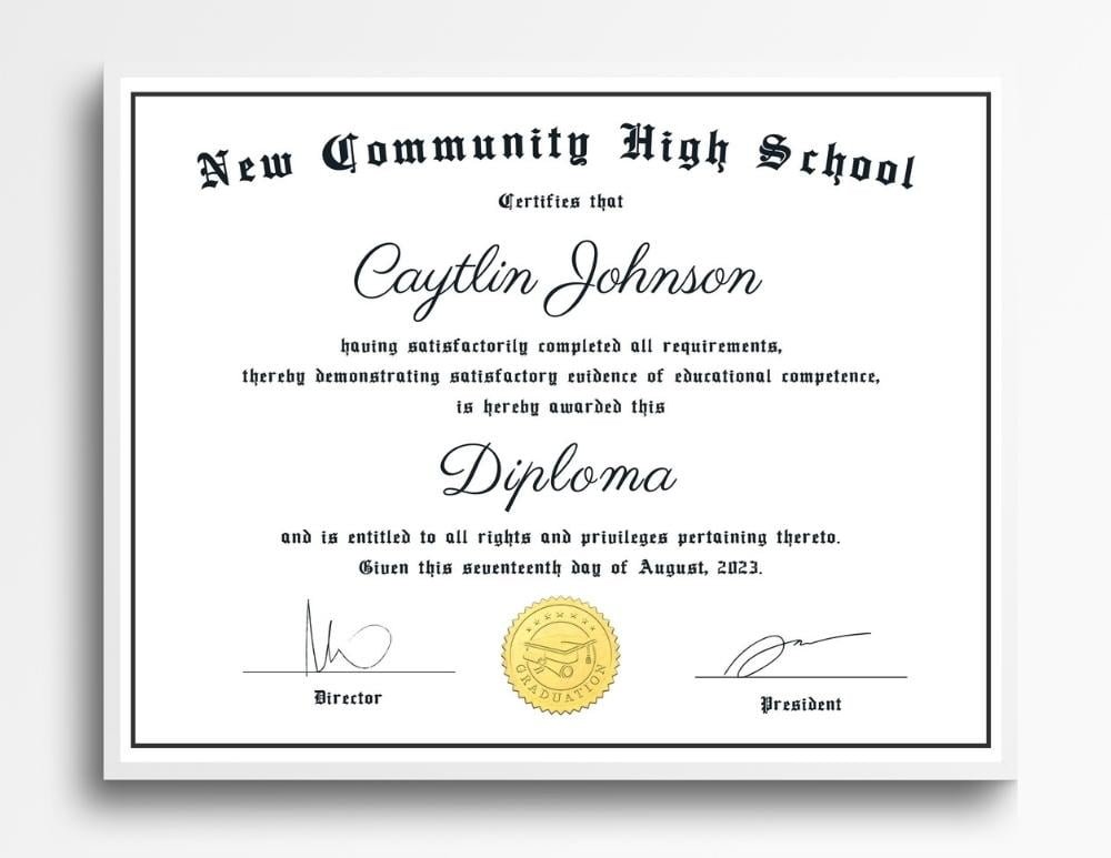 High School Diploma Copy | Instant download