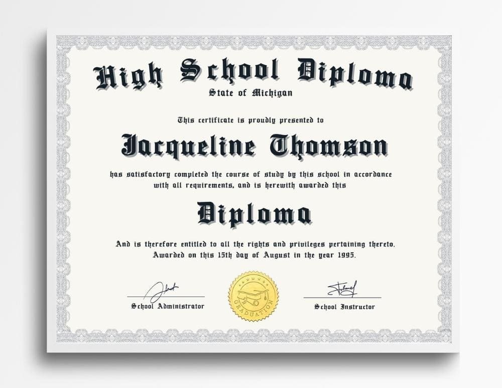 High School Diploma Template with Seal | DigiTemplateStduio