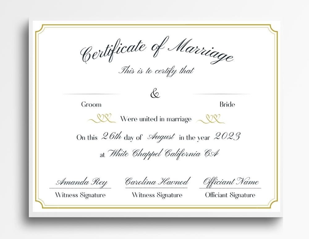 Marriage Certificate Samples | DigiTemplateStudio