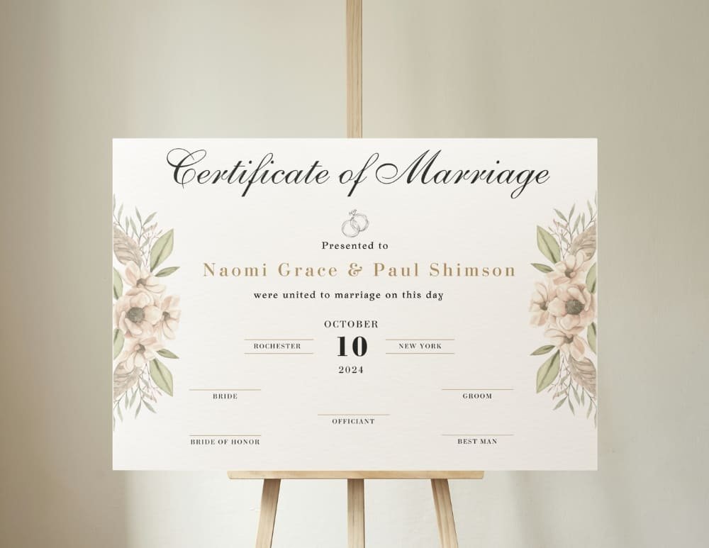 Virtual Marriage Certificate for Fun | Online Wedding Certificate