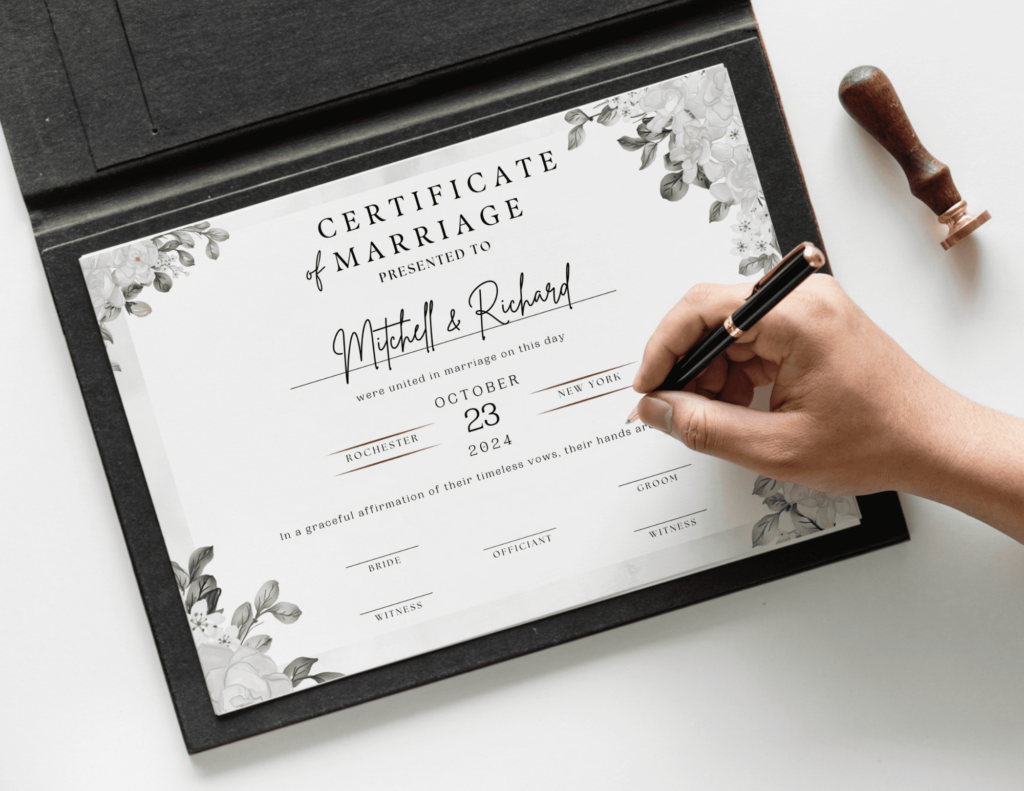 Marriage Certificate Template | Anniversary Gift for Her