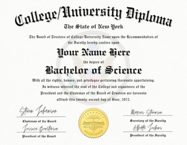 University Diploma Template | Custom Diploma Certificate