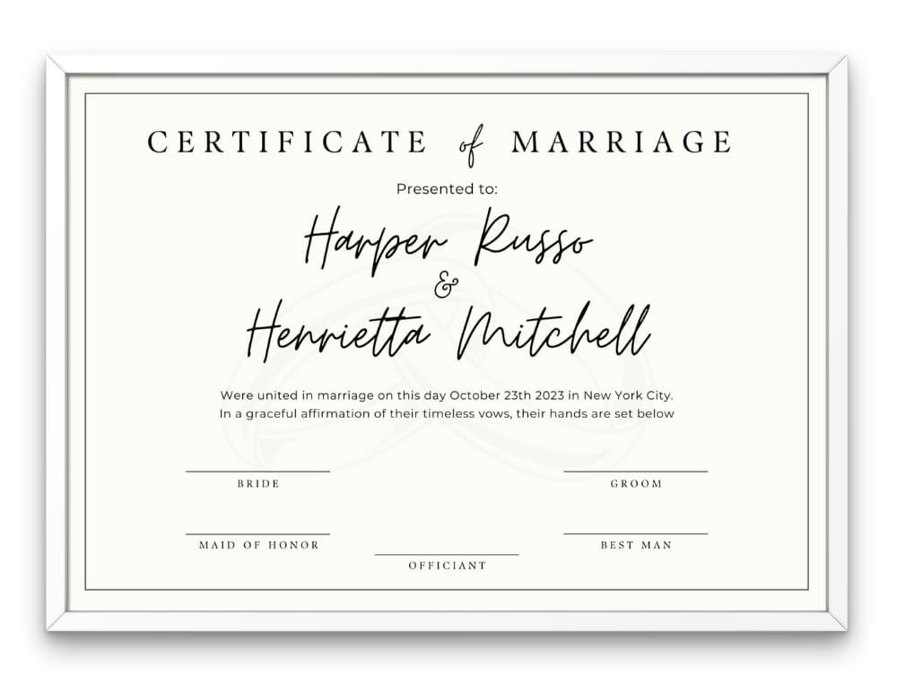 Virtual Wedding Certificate | Real Looking Certificate of Marriage