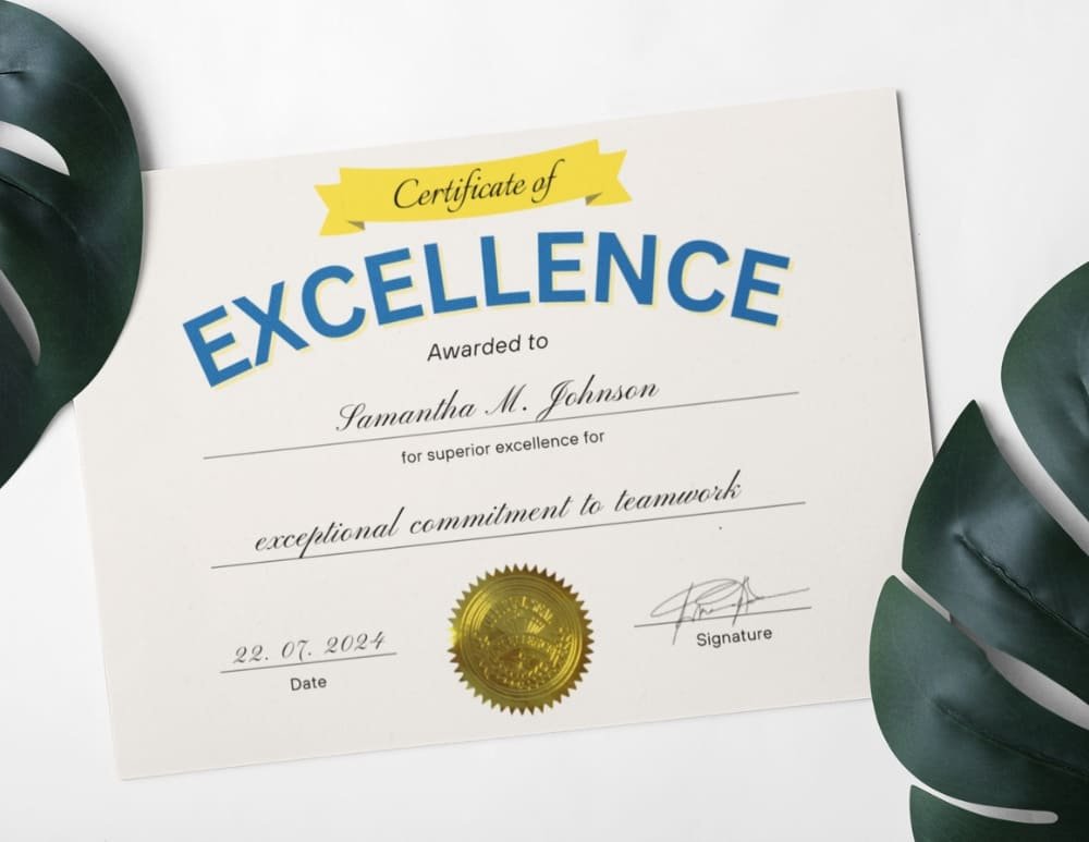 Certificate of Excellence Template | Download your certificate today!