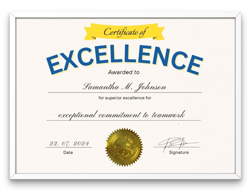 Certificate of Excellence Template | Download your certificate today!